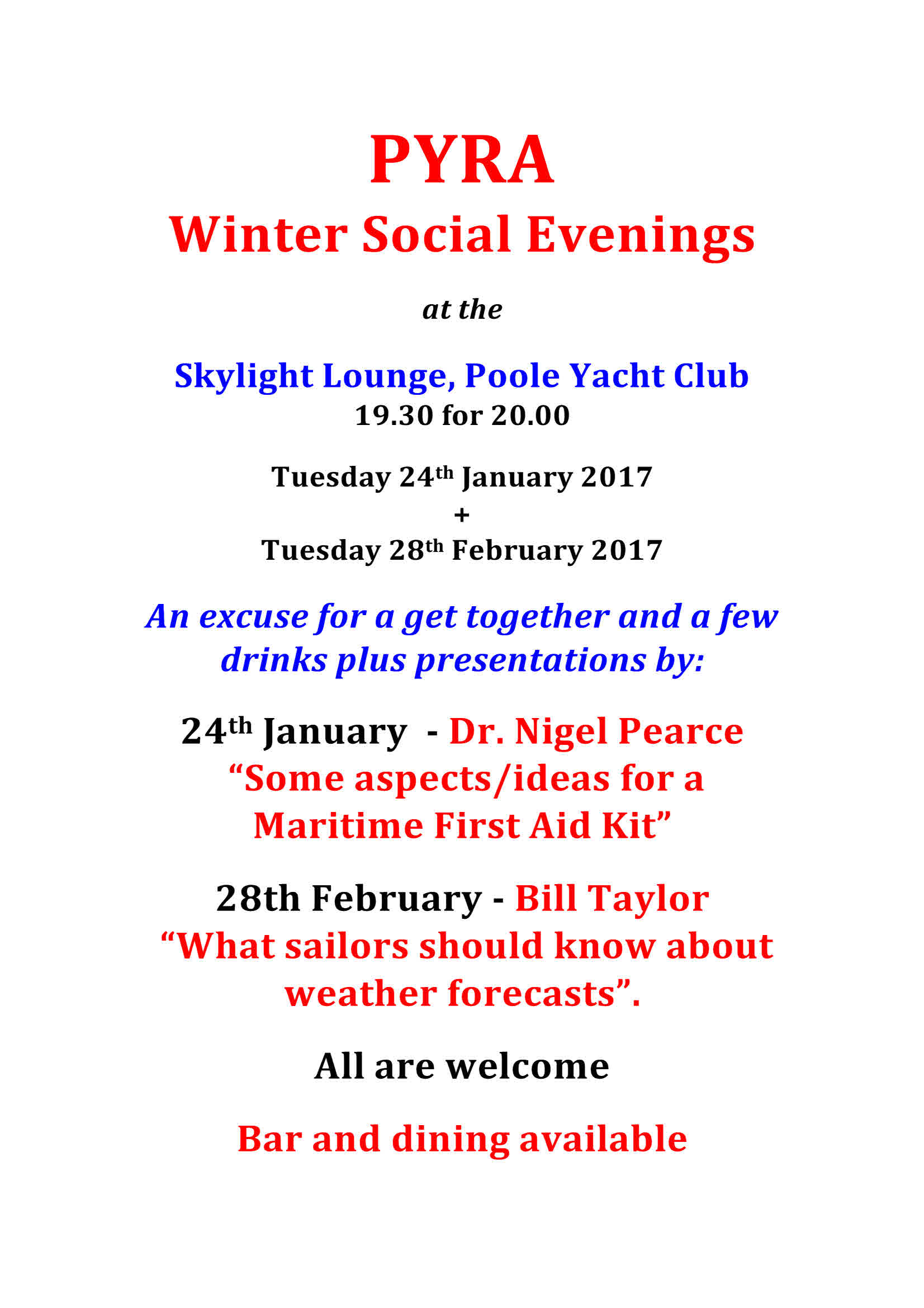 pyra-winter-social-summary | Poole Yacht Racing Association (PYRA)